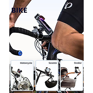 JOYROOM Motorcycle Phone Mount, [1s Auto Lock][100mph Military Anti-Shake] Phone Holder for Bicycle, [10s Quick Install] for Handlebar Mount, Compatible with iPhone 15 Pro, Samsung, All Cell Phone