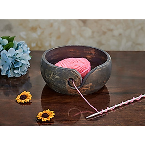 Wooden Yarn Bowl Knitting Bowl Large Crochet Yarn Holder YB01GR Handmade Crocheting Accessories and Supplies Organizer 7 x 3"
