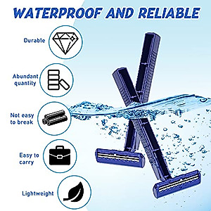 Twin Blade Razors for Men Stainless Steel Men Razors Disposable Plastic Men Shaving Razors Multipurpose Portable Shave Razor Manual Men's Disposable Razors for Bathing Hotel Travel (200 Pieces)