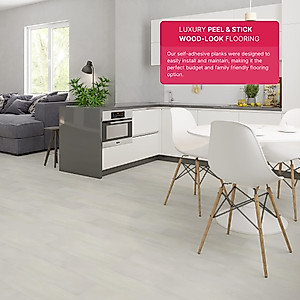 LUCiDA SURFACES Luxury Vinyl Flooring Tiles | Peel and Stick Floor Tile for DIY Installation | 12 Wood Look Planks | Cotton | BaseCore | 18 Sq. Feet