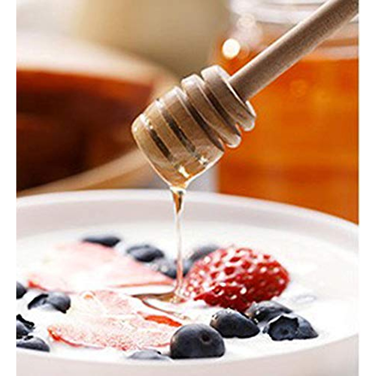 Wooden Honey Dipper Stick Collecting Dispensing Drizzling Jam Portable Wedding Party (8cm, 50)