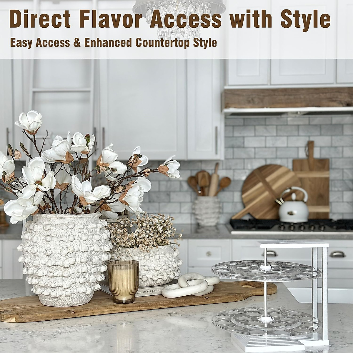 CrazyTurning K Cup Holder, K Cup Organizer, kcup 36 Coffee Pod Holder, 360° Double Layer Rotation Storage, kcup Lazy Susan for Coffee Station Countertop Cabinet - 36 K Pods