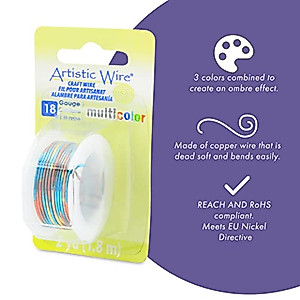 Artistic Wire Multicolor, 18 Gauge Tarnish Resistant Colored Copper Craft Jewelry Wrapping Wire Wire, Blue, Red, Gold, 2 yd