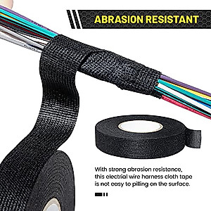 Oyviny Wire Harness Cloth Tape 3/4-Inch by 50-Foot (2 Rolls), Self-Adhesive Fabric Tape for Automotive Engine and Electrical Wiring Harness Noise Damping, High Temp Wire Loom Tape