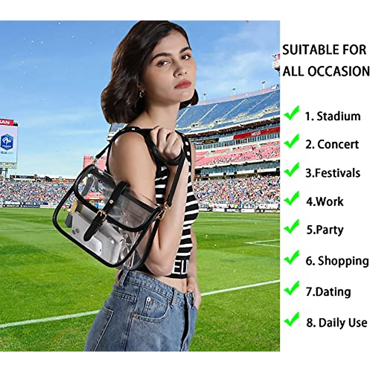 Y&R Direct Clear Saddle Crossbody Bag Gift for Women Clear Purses for Stadium Concert Gameday Magnetic Closure