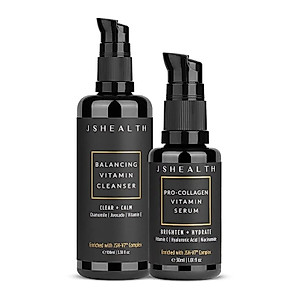 JSHealth Balance & Brighten Skincare Bundle - Gentle Facial Cleanser & Brightening Vitamin C Serum for Face