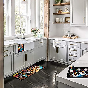UpNUpCo Artistic Beautiful Anti Fatigue Kitchen Floor Mat - Unique Floor Mats - Pain Relief Padded Kitchen Mats - Floor Mats For In Front Of Sink - Memory Foam 47" X 17.5" X 10mm Coffee