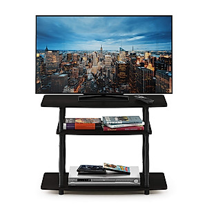 Furinno Turn-N-Tube No Tools 3-Tier Entertainment Center TV Stand for TV up to 32 Inch, Plastic Classic Tubes, Espresso/Black