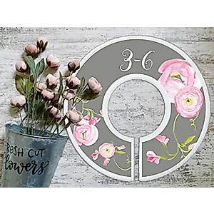 Mumsy Goose Nursery Closet Dividers, Closet Organizers, Baby Girl Clothes Organizers Pink Grey Floral