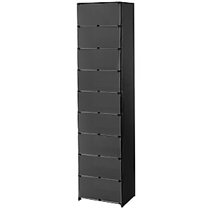 fiducial home 9 Tiers Tall Narrow Shoe Storage Cabinet for Entryway 18 Pairs High Top Shoe Cubby Container Bin with Clear Lid,Fit Size 12