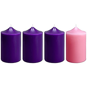 HOSVOT 2x3 Pillar Candles, Advent Candles Set of 4, Purple Pillar Candles, Unscented Advent Wreath Candles for Christmas, Home Decor, Celebration