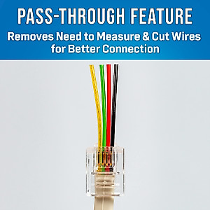 Jonard Tools RJ11-100 CAT3 RJ11 Pass-Through Connectors for Telephone Cables (Pack of 100)