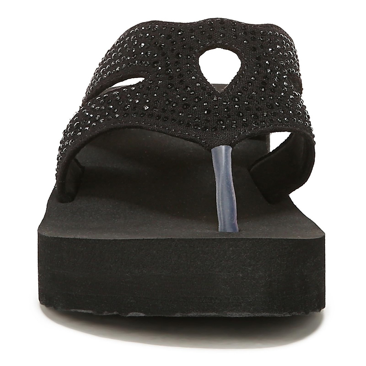 BZees Womens Rio Thong Sandal Black Rhinestone 10 M