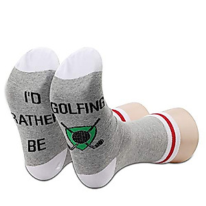 TSOTMO 2 Pairs Golfing Gift I'D Rather Be Golfing Socks For Men Golf Lovers Gift Novelty Crew Socks Gifts For Father’s Day (Golfing Grey)