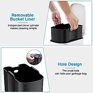 BETHEBEST 10 Liter/ 2.6 Gallon Small Trash Can with Lid,Rectangular Foot Pedal Trash Bin with Removable Inner Bucket for Bathroom,Bedroom,Office(White)