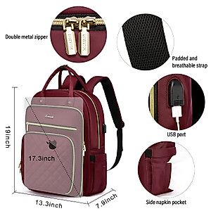 LOVEVOOK Laptop Backpack for Women, Water Resistant Travel Work Backpacks Purse Stylish College Business Teacher Nurse Computer Bag with USB Charging Port, Fits 17" Laptop