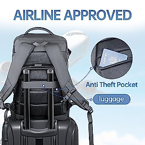 50L Large Travel Backpack for Men, Extra Large Carry On Backpack Airline Approved, Expandable Mens Backpacks Suitcase Luggage Backpack for Travel, 17 Inch Laptop Backpack Gifts for Men/Women, Black