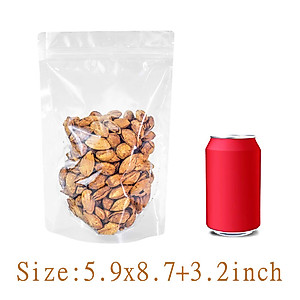 SixWe 100 Pack Reusable Clear Stand Up Mylar Food Storage Bags, 5.9x8.7+3.2inch, Polyethylene (PE) Mylar Bags Made of Premium PE, Self Seal, BPA Free