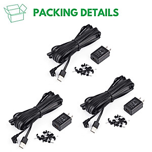 Zeshbit 3Pack Weatherproof Outdoor Power Adapter for Blink Outdoor (3rd Gen) & Blink XT / XT2, with 30ft/9m Long and Thin Charging Cable (NOT for Blink Outdoor 4) - Black