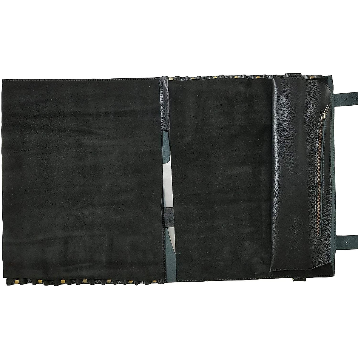 Heritage Handikrafts Genuine Lightweight Premium Leather Professional Black Chef Knife Bag/Chef Knife Roll 14 Slots Space