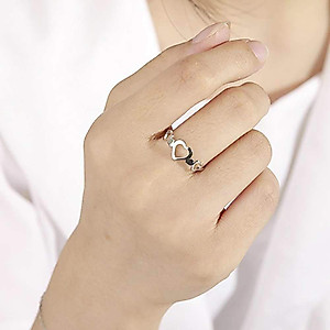 Jude Jewelers Stainless Steel Open Heart Karma Style Wedding Engagement Statement Promise Anniversary Ring (Silver, 9)