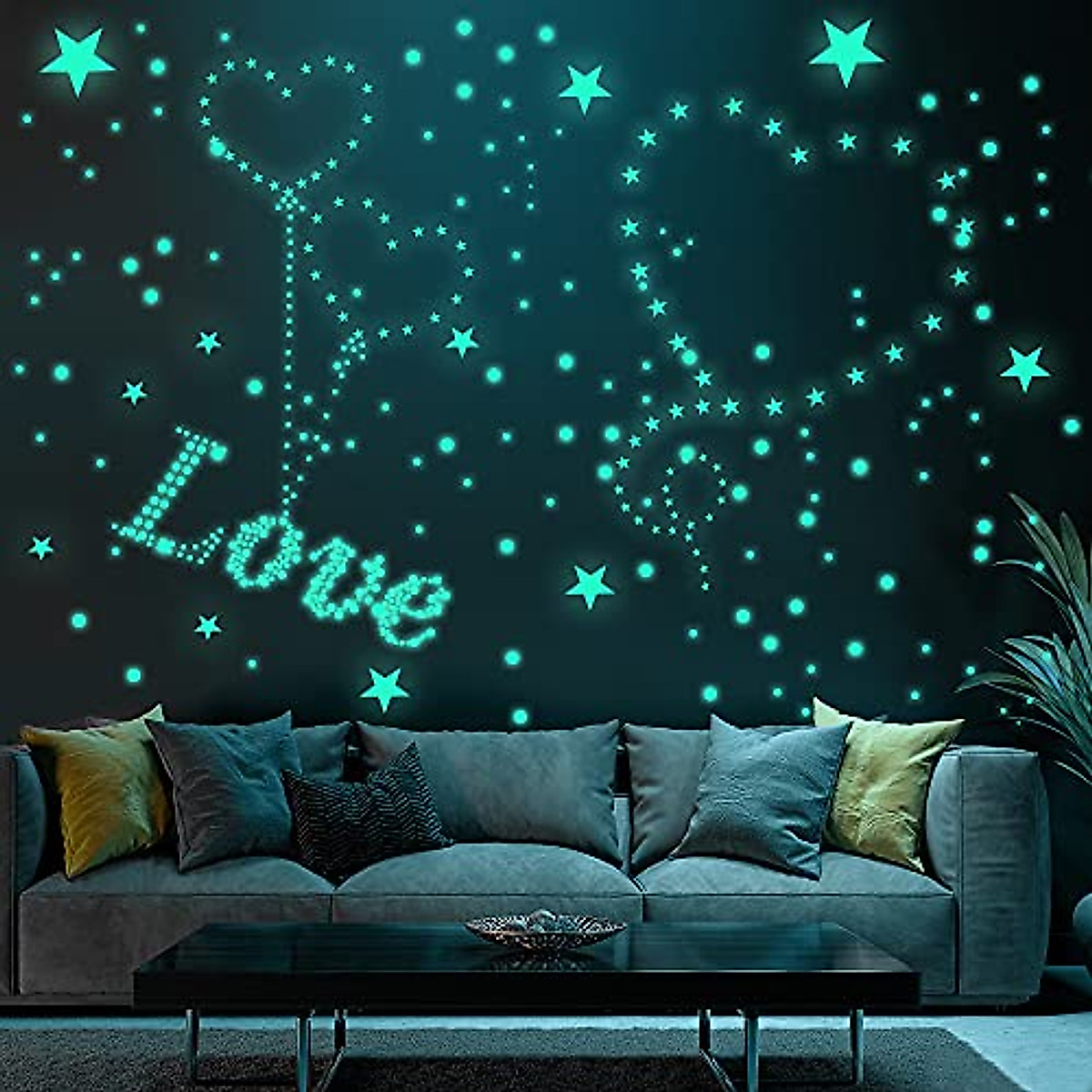 Glow in The Dark Stars for Ceiling, 1120PCS Airsnigi Glow in The Dark Wall Decals Long-Lasting Glowing Star Wall Stickers Perfect Gifts for Kids Room Decor, Halloween, Christmas-Green