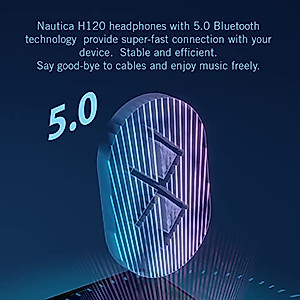 Nautica H120 Bluetooth Headphones, On-Ear Wireless Headphones with Built-in Microphone Bluetooth v5.0 Wireless and Wired Stereo Headset with Deep Bass, Foldable Over-Ear Headphones (Navy Yellow)