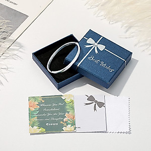 Tiyad Gold/Silver Stainless Steel Bracelet Oval Polished Bangle Bracelet Women's Cuff Bracelet Fashion Brand Design Jewelry Birthday Gift (Silver)