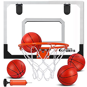 Jugana Indoor Basketball Hoop for Kids Adults, Mini Basketball Hoop for Door & Wall with 4 Balls Room Basketball Hoop Over The Door Mini Hoop Basketball Toys for Kids Boys 3 4 5 67 8 9 10 11 12