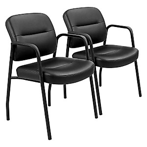 Devoko Office Reception Chairs Executive Leather Guest Chairs with Armrest Ergonomic Upholstered Lumbar Support Side Chairs