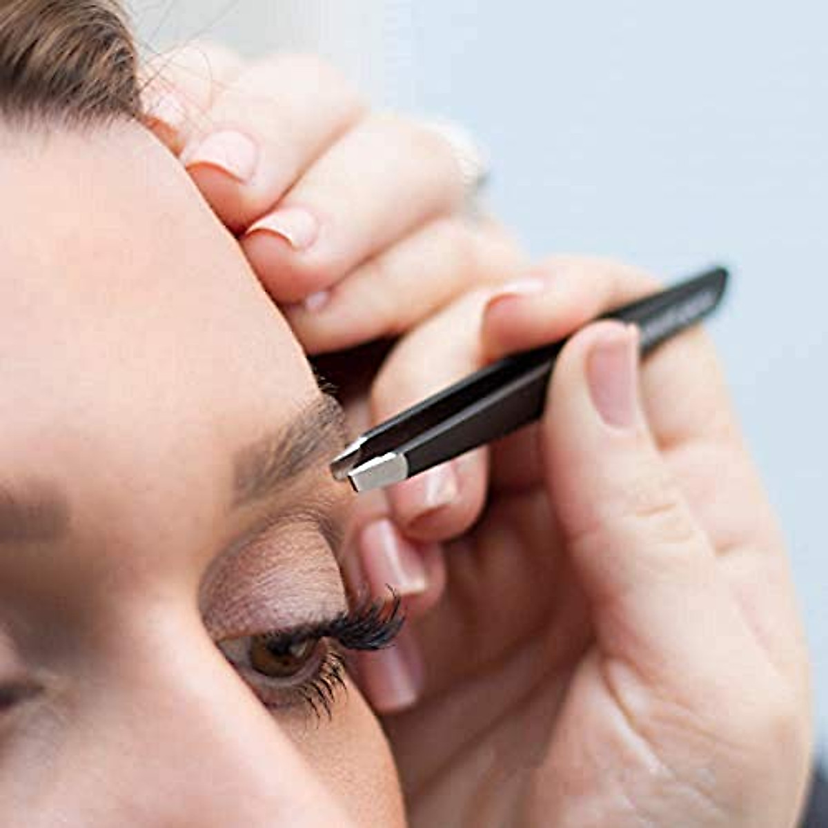 Slant Tip Precision Eyebrow Tweezers - Tweezeme - Stainless Steel Slant Tip Professional Tweezer - Eyebrow and Hair Removal Tweezers for Your Daily Beauty Routine (Blue)