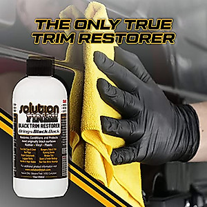 Solution Finish - Black Plastic & Vinyl Trim Restorer - Use for Car and Truck Detailing, No Wet Look, Instantly Revives Color To Trim, Bumpers, Mud Flaps, Etc., Black (12 oz)