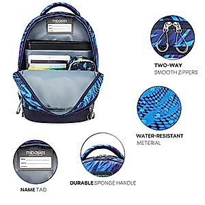 mibasies Kids Backpack for Girls and Boys, Elementary Student Bookbag Middle School Bags(Blue Print)
