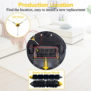 Replacement Brushes Parts Compatible with iRobot Roomba 600 & 700 Series 614 630 635 640 645 650 660 675 680 690 695 760 770 780 Robot Vacuum Cleaner, 2 Sets Bristle & Beater Brush + 2 Side Brush