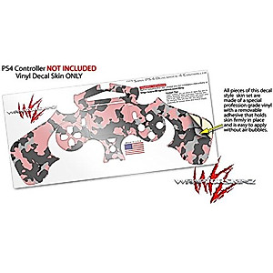 WraptorSkinz Skin Compatible with Sony PS4 Dualshock Controller PlayStation 4 Original Slim and Pro WraptorCamo Old School Camouflage Camo Pink (Controller NOT Included)