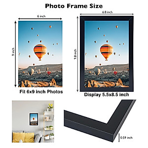 JCJMY 6x9 Picture Frame Set of 2 Black for Wall Hanging or Tabletop- Wall Mounting Horizontally or Vertically, 6 x 9 Wall Gallery Poster Photo Frame for 6 by 9 Photo,2 Pack, Black
