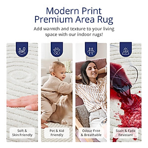 Abani Cream Area Rug for Living Room, Bedroom- Zen Reiki Pattern- 8 x 10 -Durable & Easy to Clean