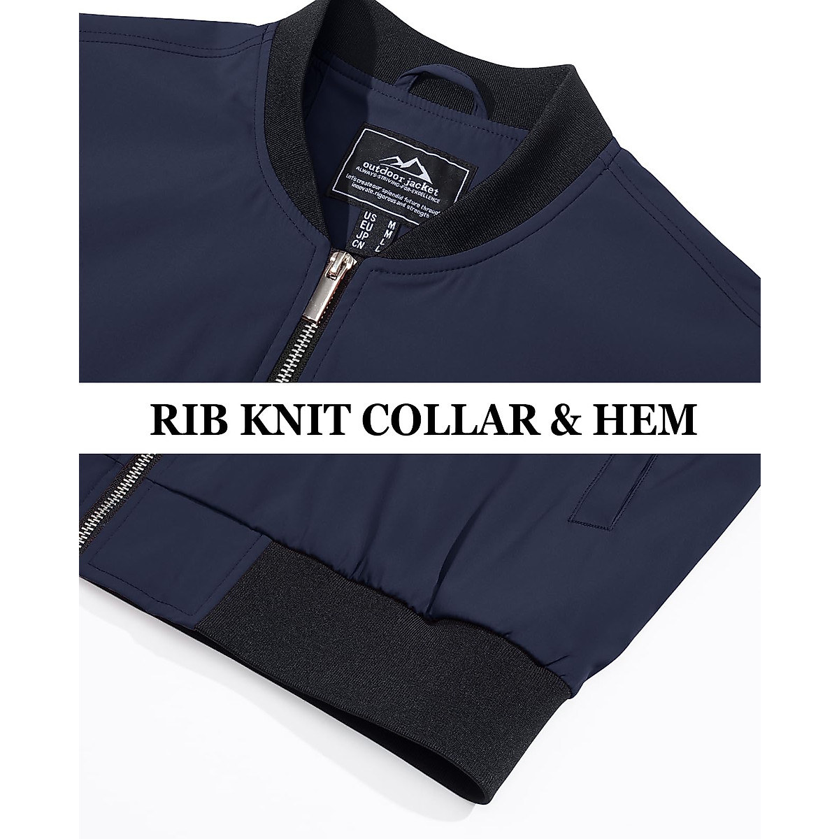 MAGCOMSEN Mens Lightweight Jackets Bomber Jacket Full Zip Light Windbreaker Casual Stylish Golf Jackets Navy 2XL