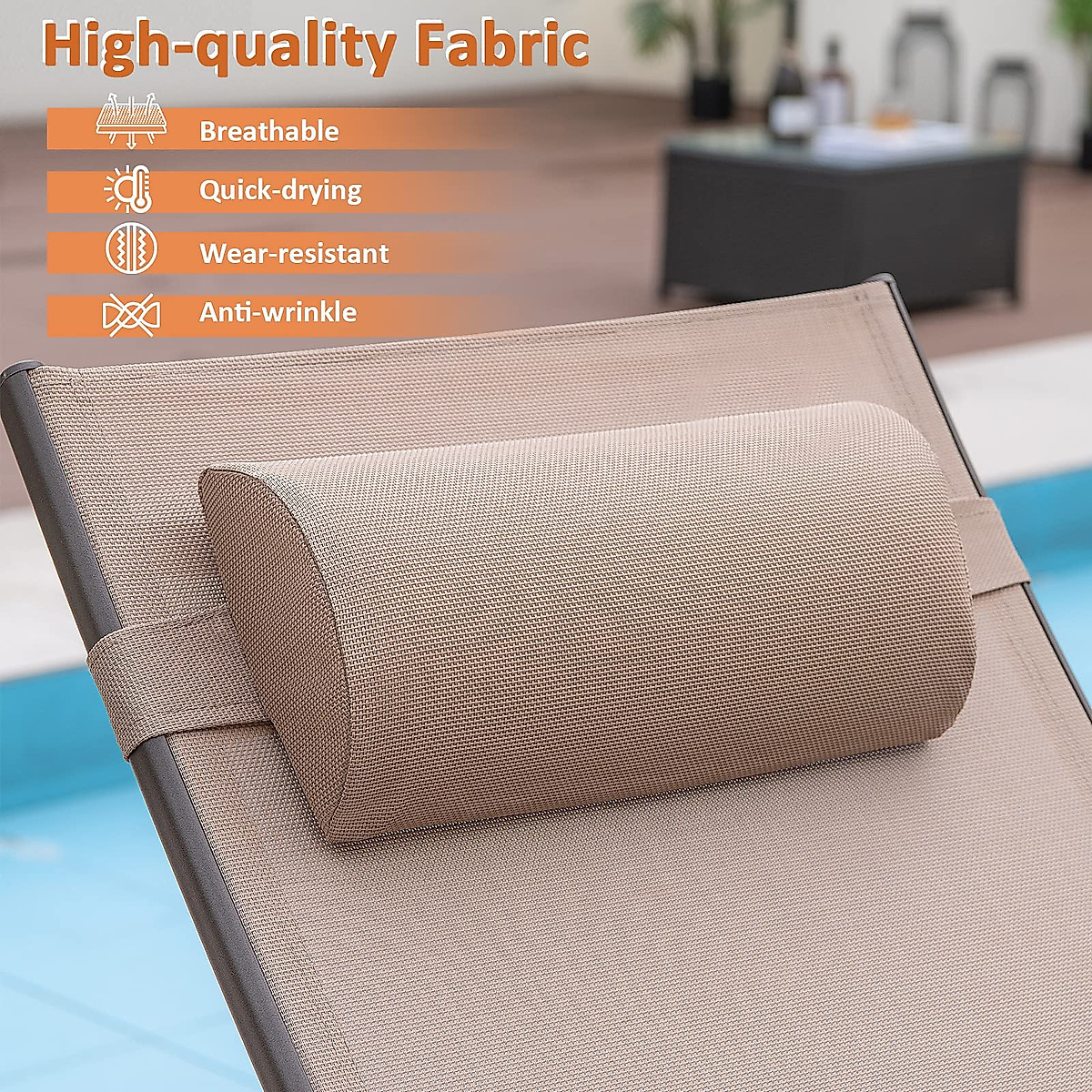 Tangkula Outdoor Glider Recliner Chair, Adjustable Backrest Patio Gliding Lounger Chair with Armrests and Pillow, Outdoor Swinging Rocking Chair w/Breathable Fabric for Poolside, Backyard (2, Brown)