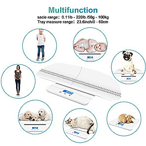 MINDPET-MED Digital Pet Scale, Baby Scale, with 3 Weighing Modes(kg/oz/lb), Max 220 lbs, Capacity with Precision up to ±0.02lbs, White, Suitable for Infant, Puppies, Mom