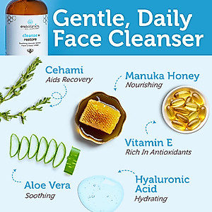 Manuka Honey Face Wash for Women and Men - Sulfate Free Moisturizing Cleanser with Organic Aloe Vera - Soothing Plus Gentle on Dry Skin Facial Cleanser Made in USA - 8oz