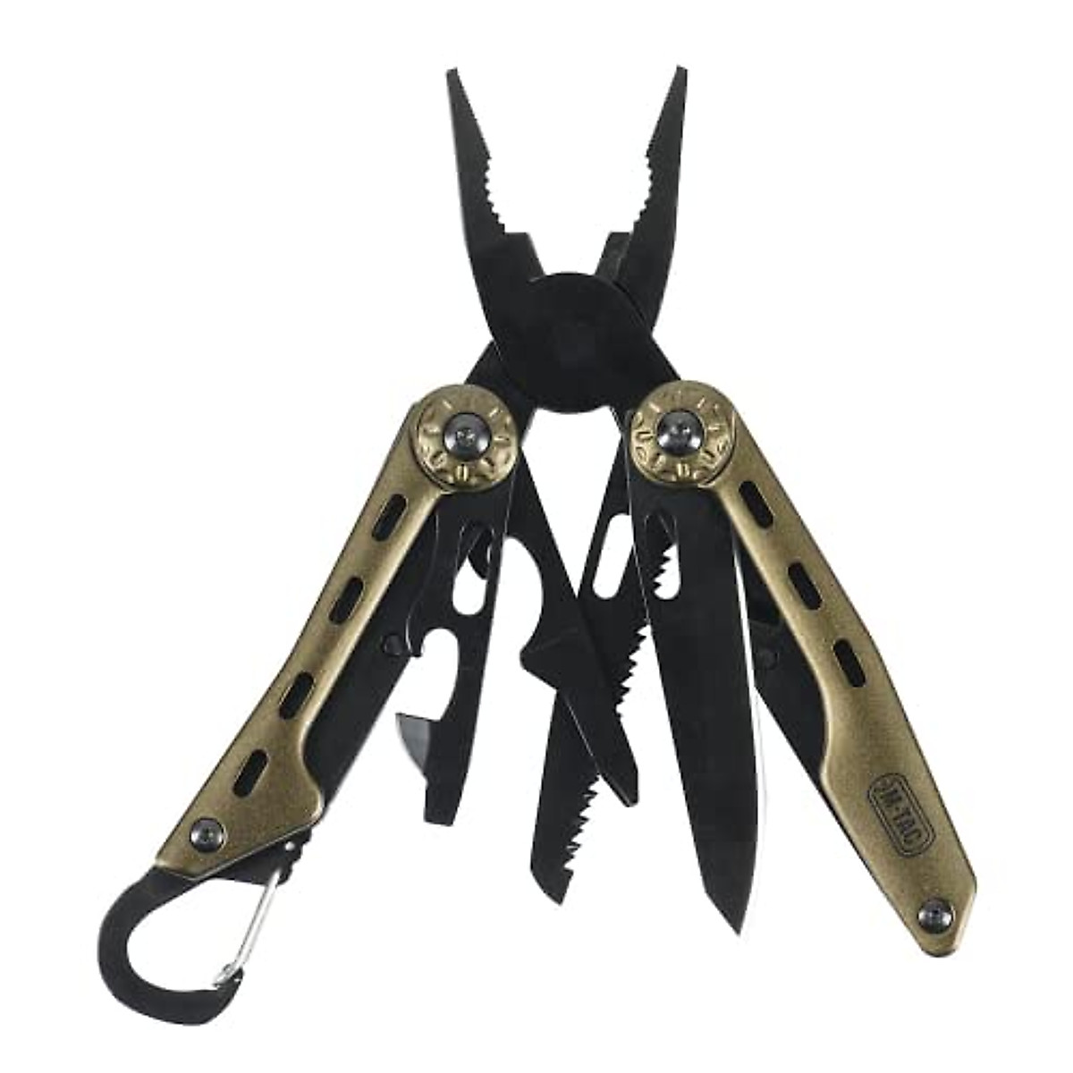 M-Tac 11-in-1 Multitool Pliers - Stainless Steel Utility Screwdriver Multi Tool in Nelon Belt Sheath for EDC Outdoor Camping, Fishing, Survival, Hiking (Gold #5)