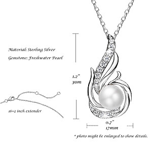 FANCIME June Birthstone Necklace Phoenix Pearl Necklace 9-10mm Genuine Freshwater Pearl in Sterling Silver Fine Jewelry for Women
