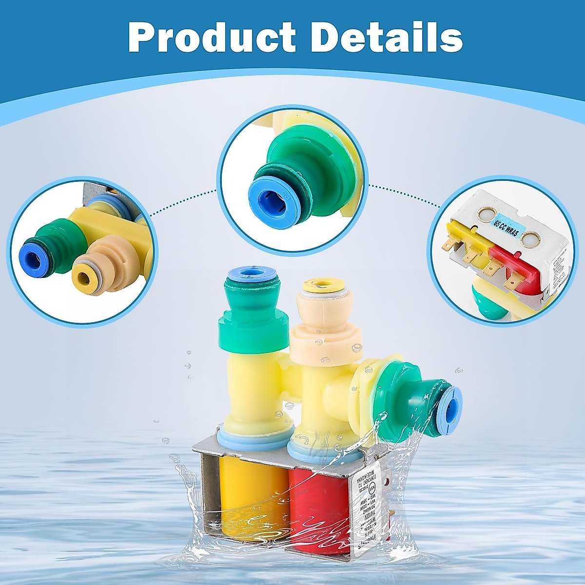 WPW10238100 W10238100 & WPW10341320 W10341320 Combination Refrigerator Water Inlet Valve Compatible with Whirlpool, Kenmore, Kitchen-Aid