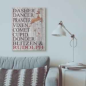 Stupell Industries Reindeer Names Grey Wood Texture Holiday Christmas Word Design, Gallery Wrapped Canvas, Multi-Color