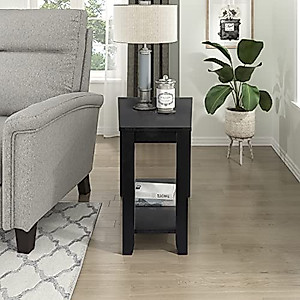 Lexicon Alder Wood Wedged Chairside Table, 16" x 24", Black