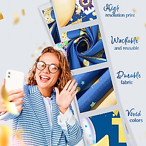 Thank You Banner Backdrop Stand - Reusable We Appreciate You Banner for Staff Appreciation Gifts Ceremony - Gold Blue Teacher Appreciation Decorations - Volunteer Appreciation Decorations - Durable Fabric