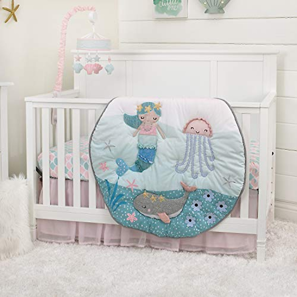 NoJo Sugar Reef Mermaid 4 Piece Nursery Crib Bedding Set