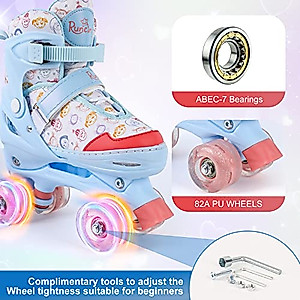 Runcinds Adjustable 4 Size Toddler Roller Skates for Girls, Kids Roller Skates for Beginners with Light up Wheels Indoor Outdoor