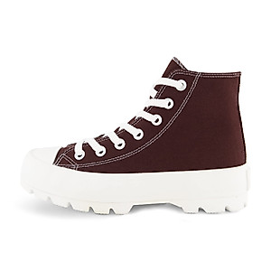 CUSHIONAIRE Women's Vespa high top Canvas Sneaker +Memory Foam and Side Zipper, Chocolate 9 W